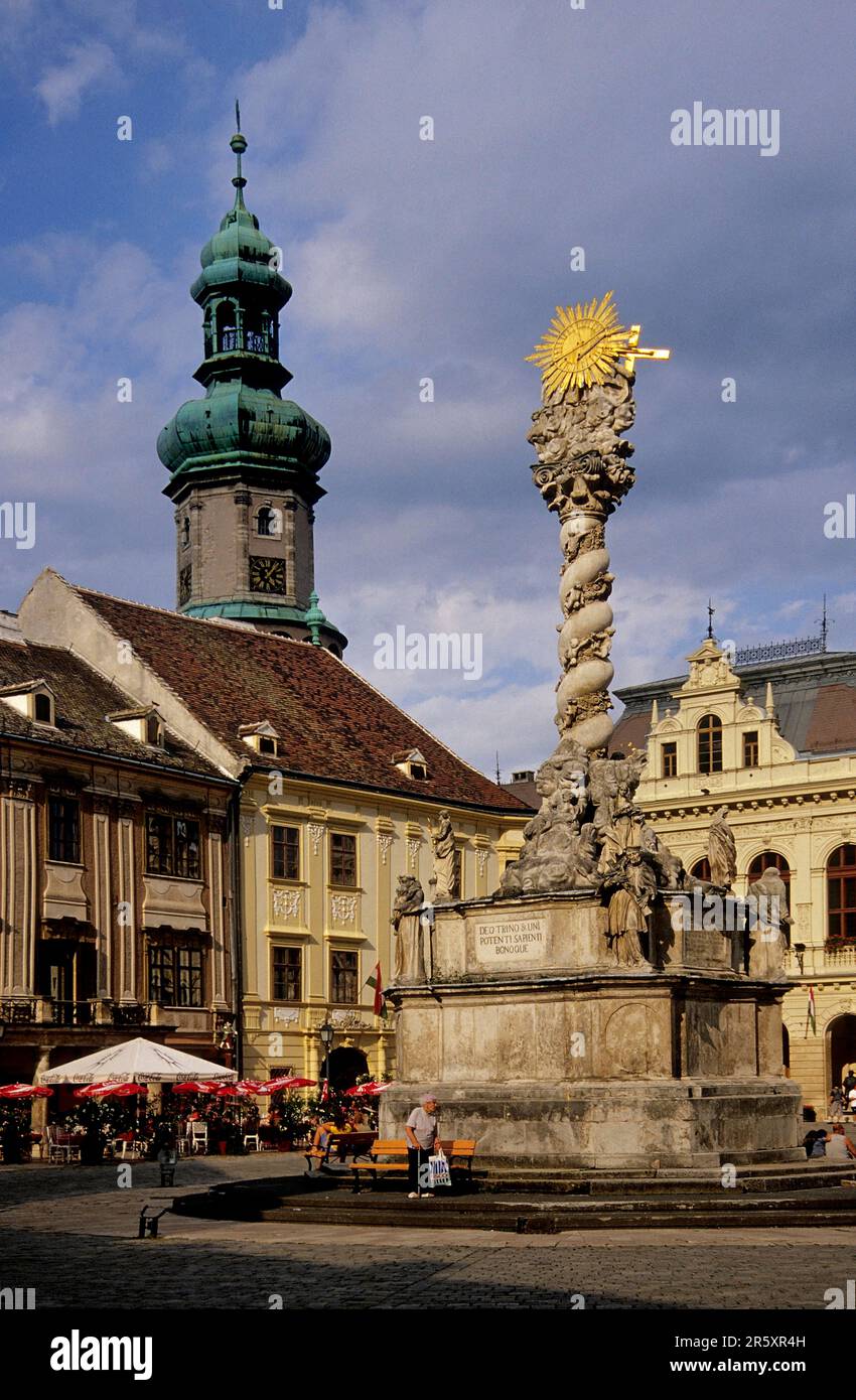 Lake Neusiedl, Hungary, Holy Trinity Column on the Main Square of ...