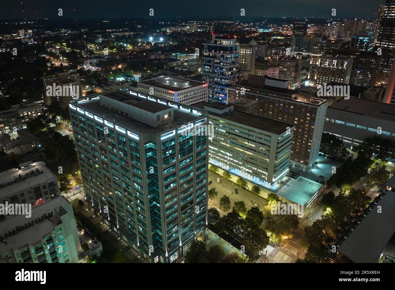 Aerial view of downtown district of Atlanta city in Georgia, USA ...