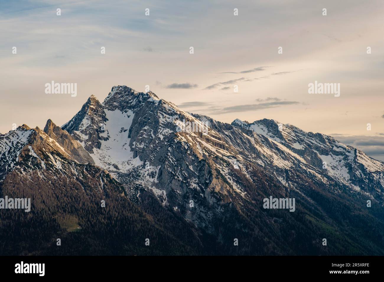 Hochkalter massif snow-covered with Blaueis glacier, Berchtesgaden ...