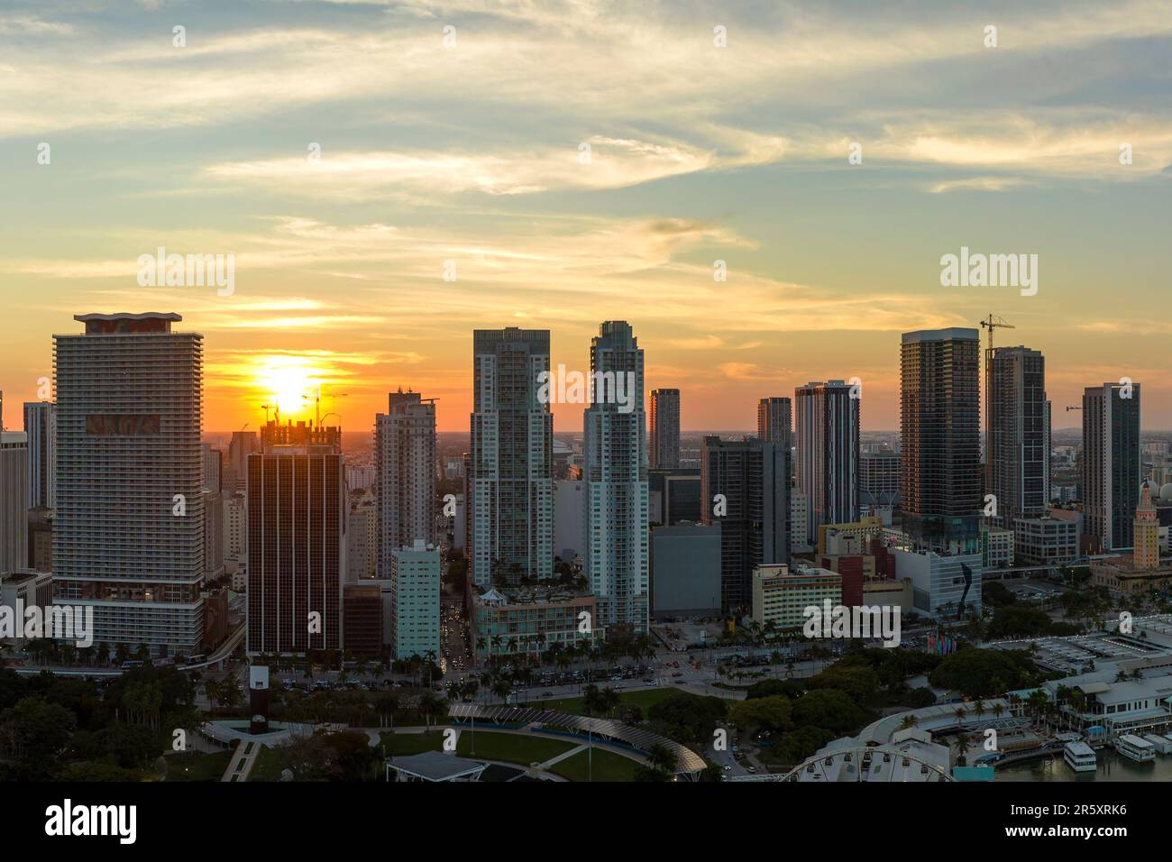 Aerial view of downtown office district of Miami Brickell in Florida ...