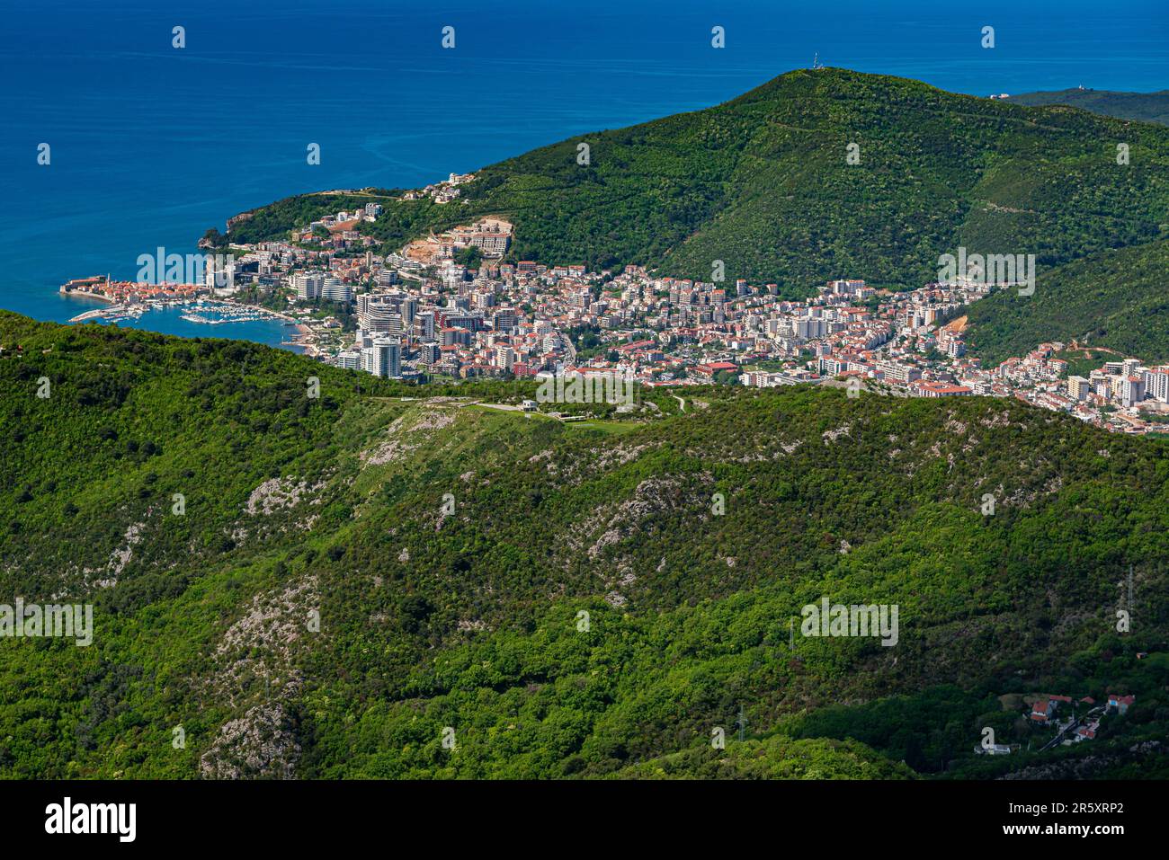 Resort Slovenska Plaza and Old Town, Bay of Budva, Adriatic Coast ...