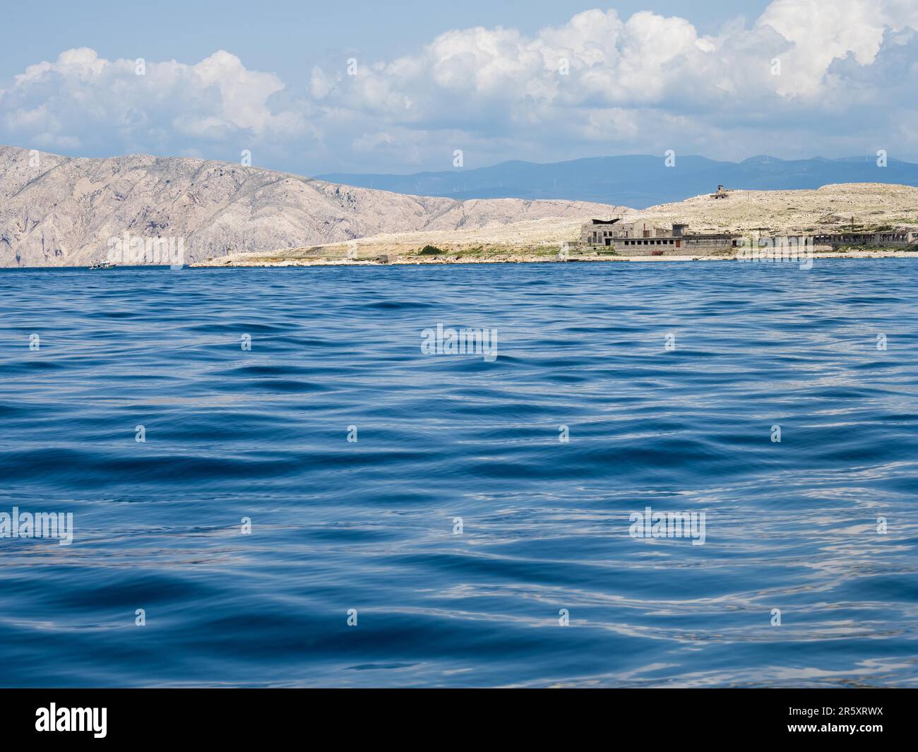 Dilapidated buildings, island of Goli Otok, Alcatraz of Croatia, site ...