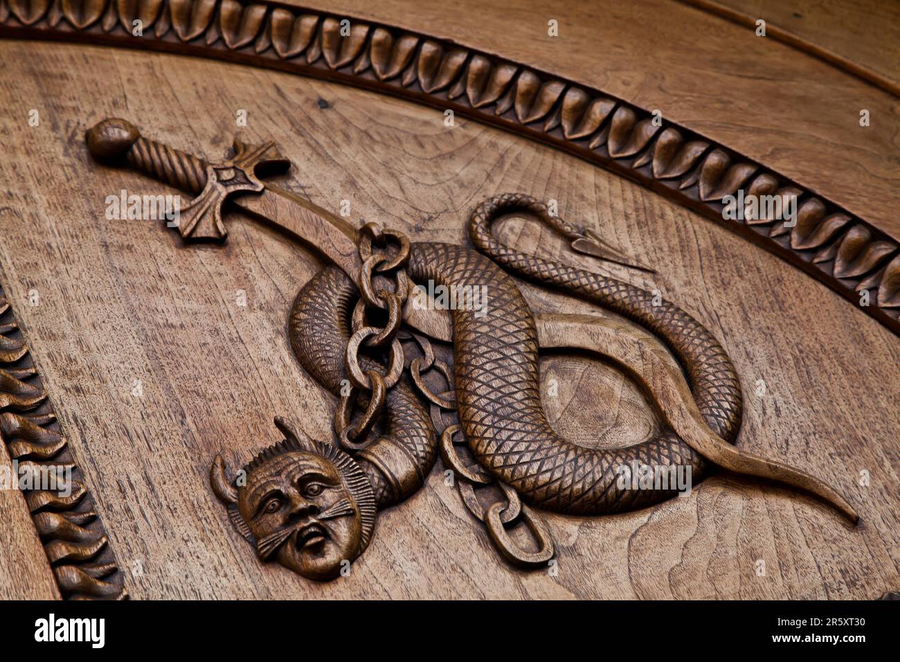 Medieval demon on antique door- Sacra di San Michele (St. Michael Abbey ...