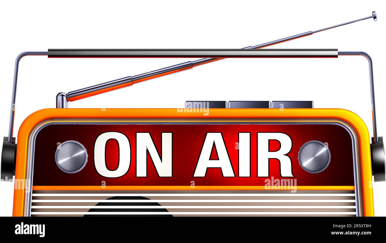 3D illustration of a radio with a on air icon Stock Photo - Alamy