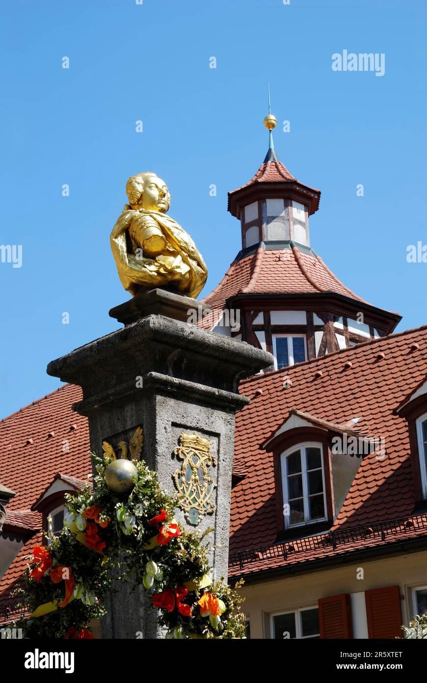 Golden bust in Ansbach Germany Stock Photo - Alamy