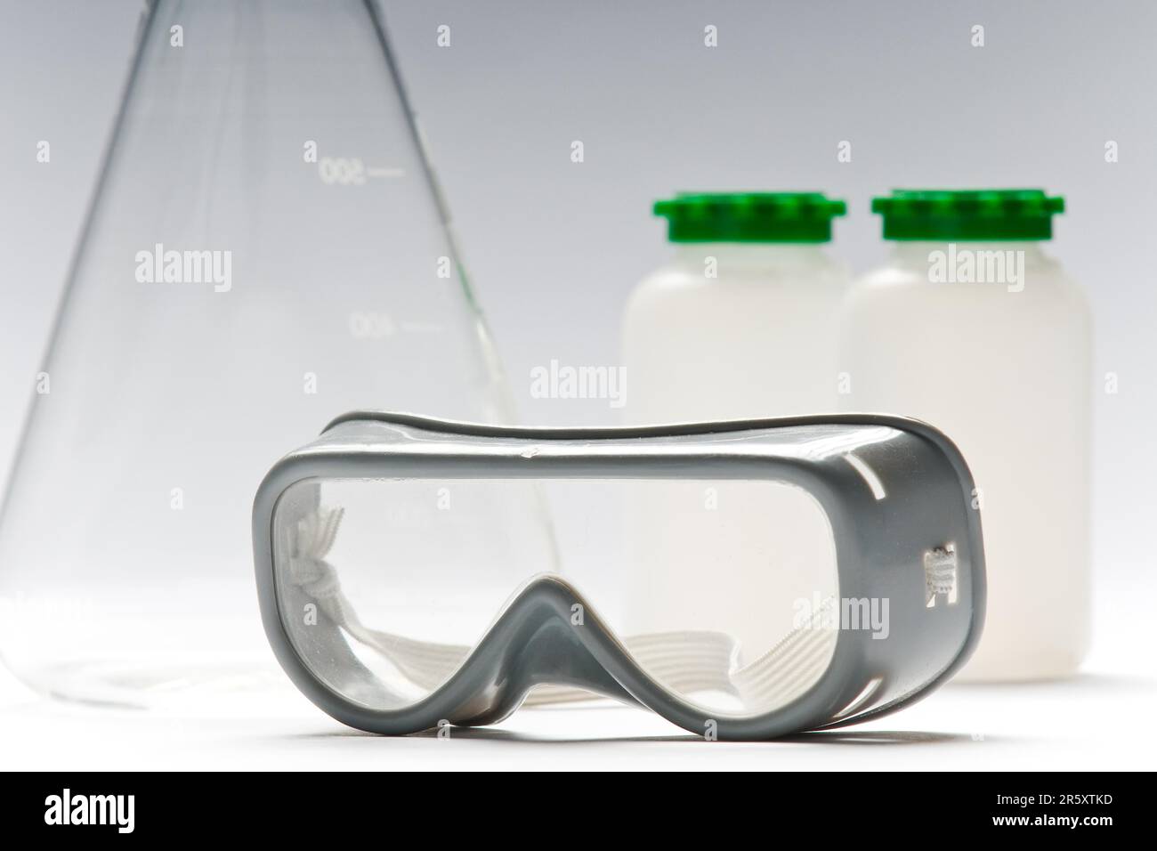 Various chemical and laboratory objects on a white background Stock ...