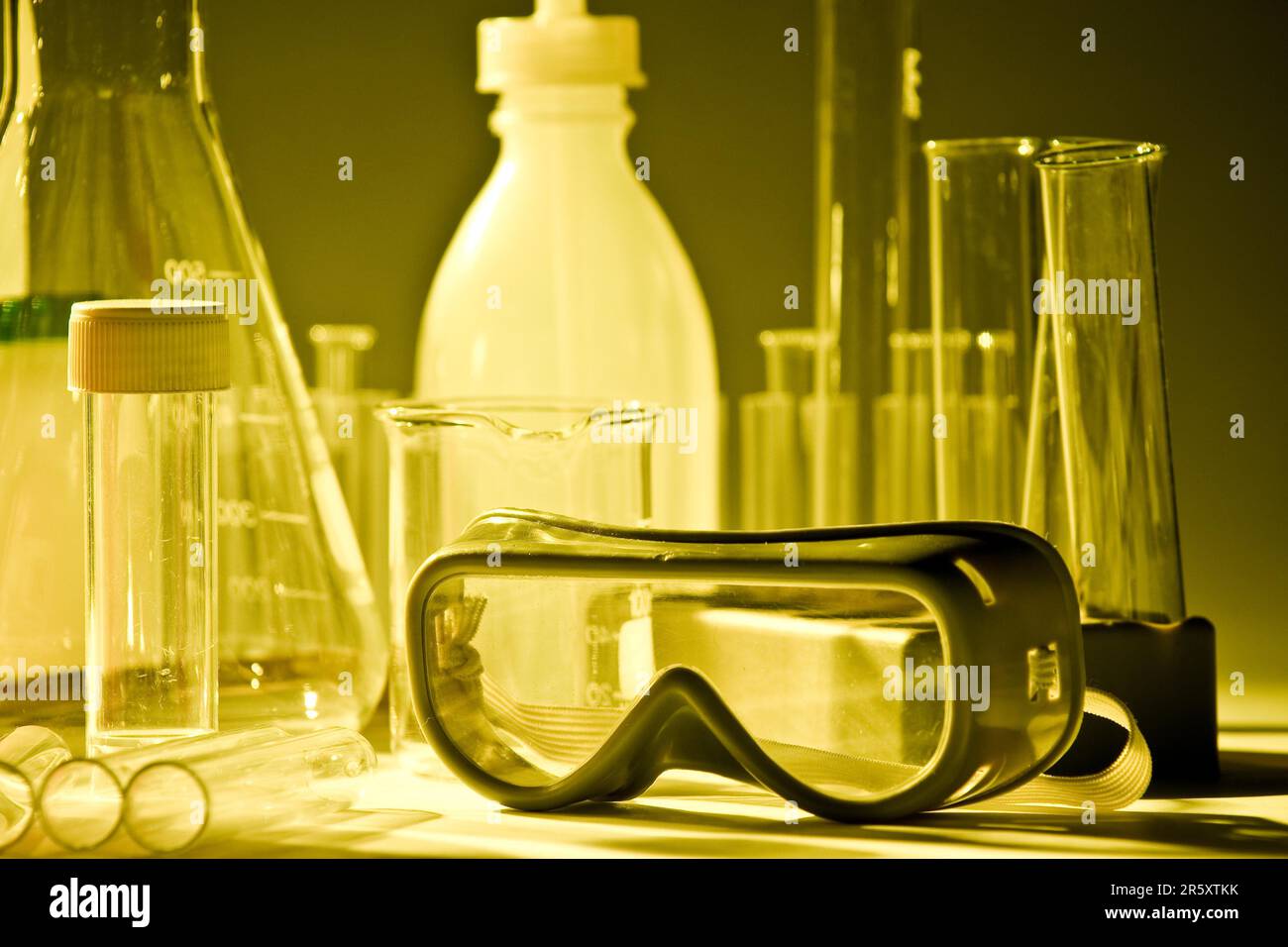 Various chemical and laboratory objects on a white background Stock ...