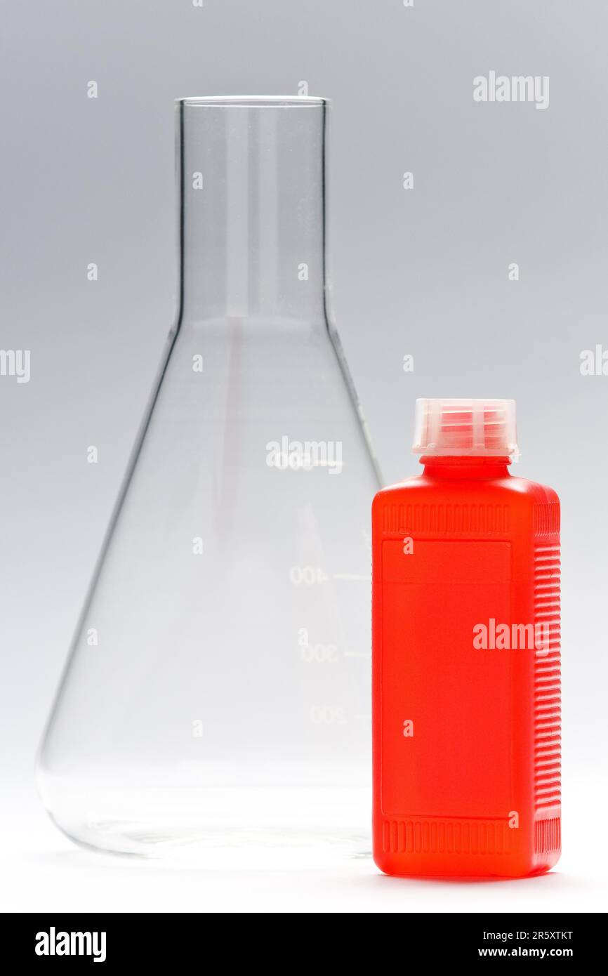 Various chemical and laboratory objects on a white background Stock ...