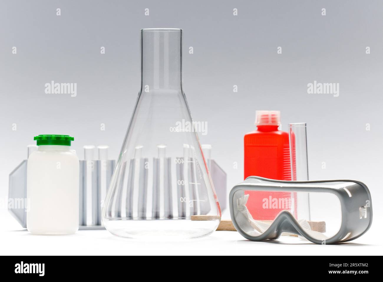 Various chemical and laboratory objects on a white background Stock ...