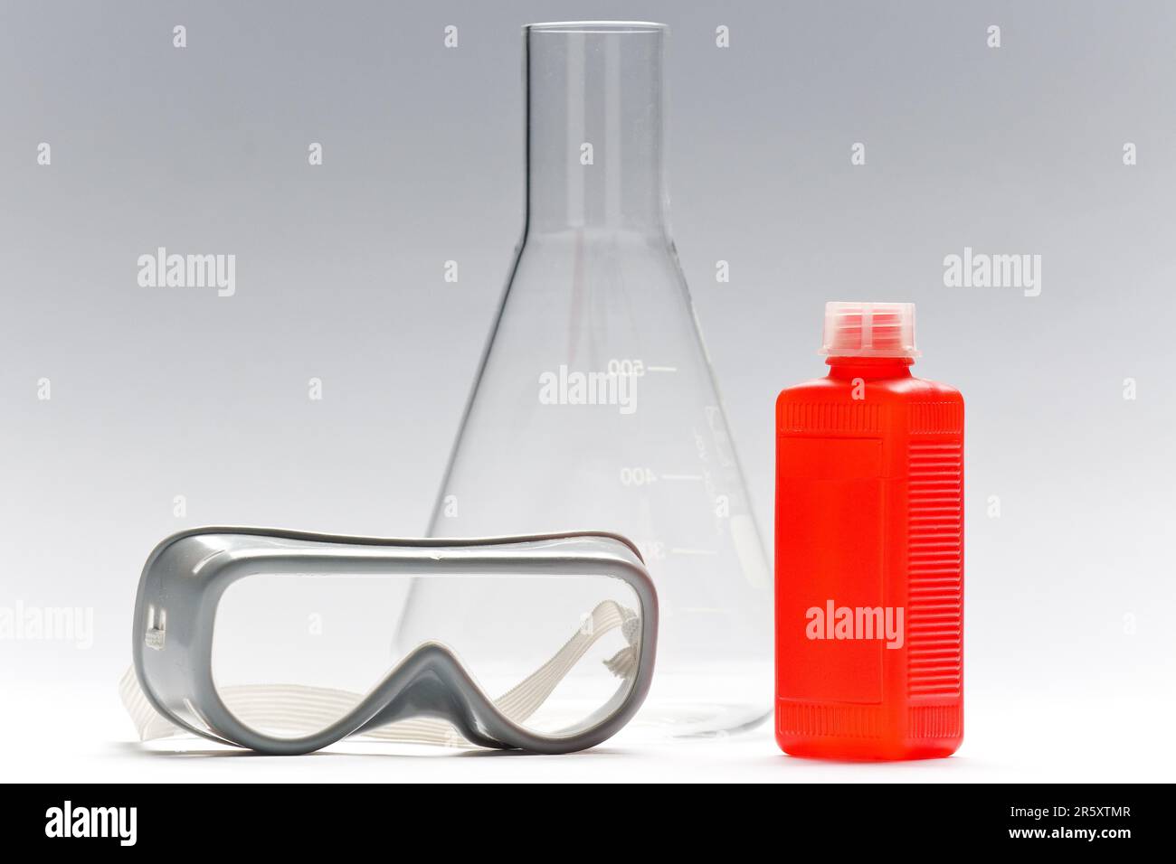 Various chemical and laboratory objects on a white background Stock ...