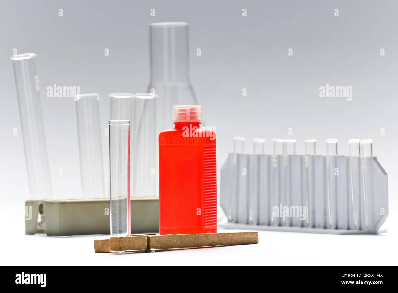 Various chemical and laboratory objects on a white background Stock ...