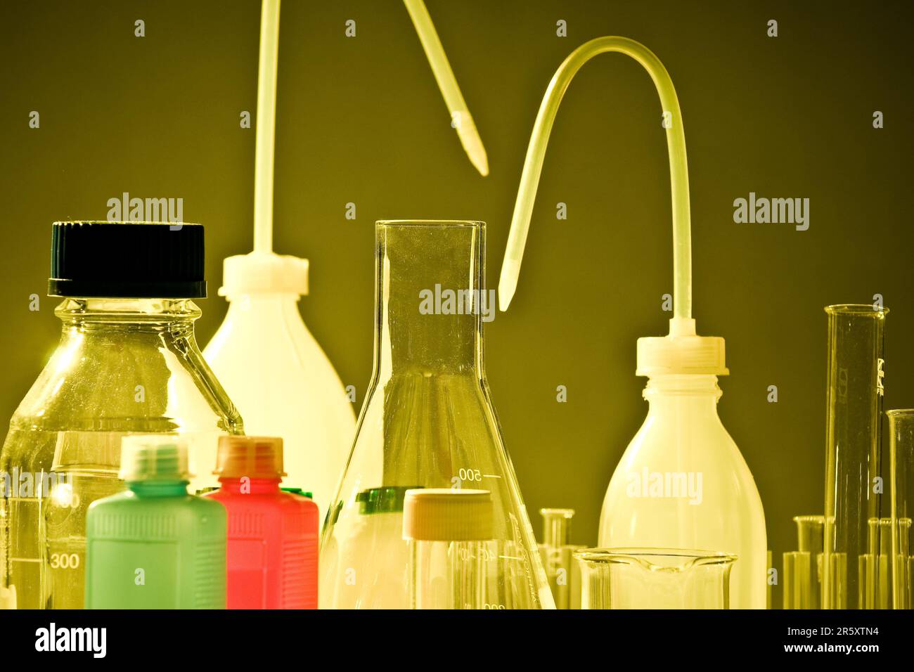 Various chemical and laboratory objects on a white background Stock ...