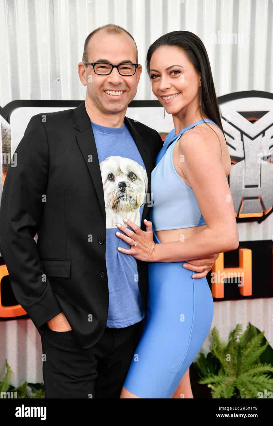 James Murray, left, and wife Melyssa Davies attend the premiere of ...