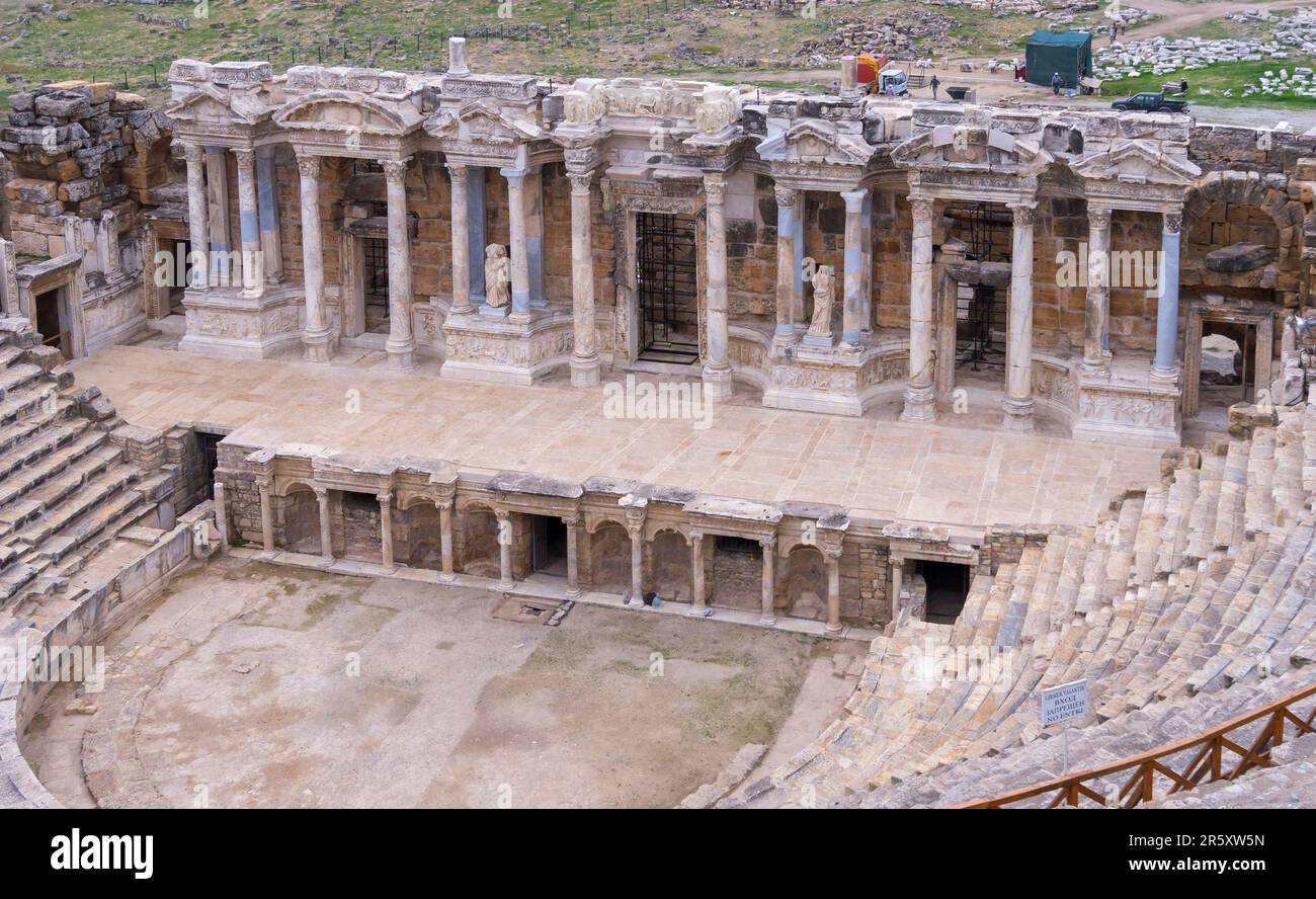 Roman Amphitheatre, Hierapolis, Pamukkale, Denizli, Anatolia, Turkey ...