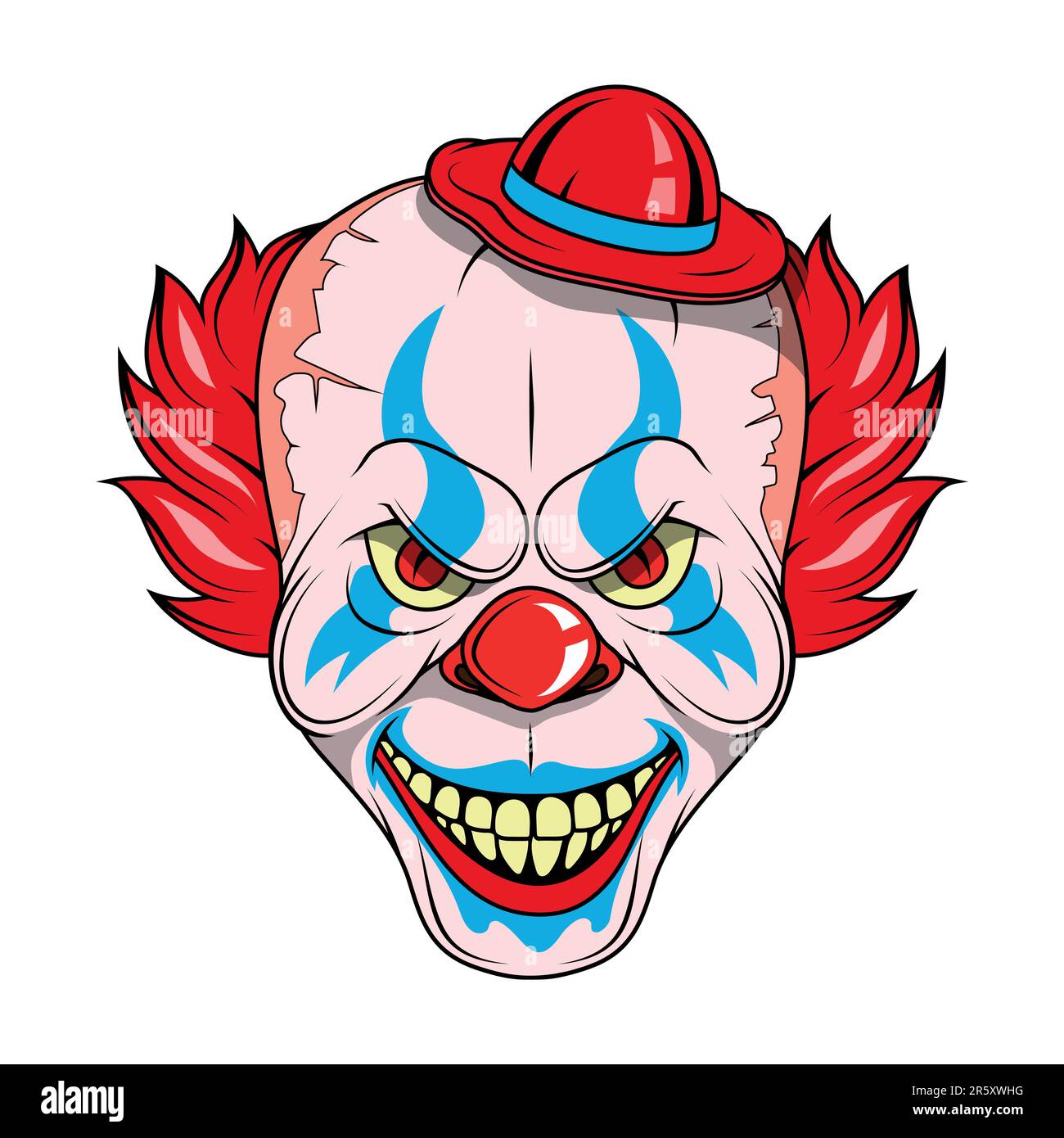 Evil clown. Vector illustration of a scary clown. Halloween art print ... Evil clown. Vector illustration of a scary clown. Halloween art print ...