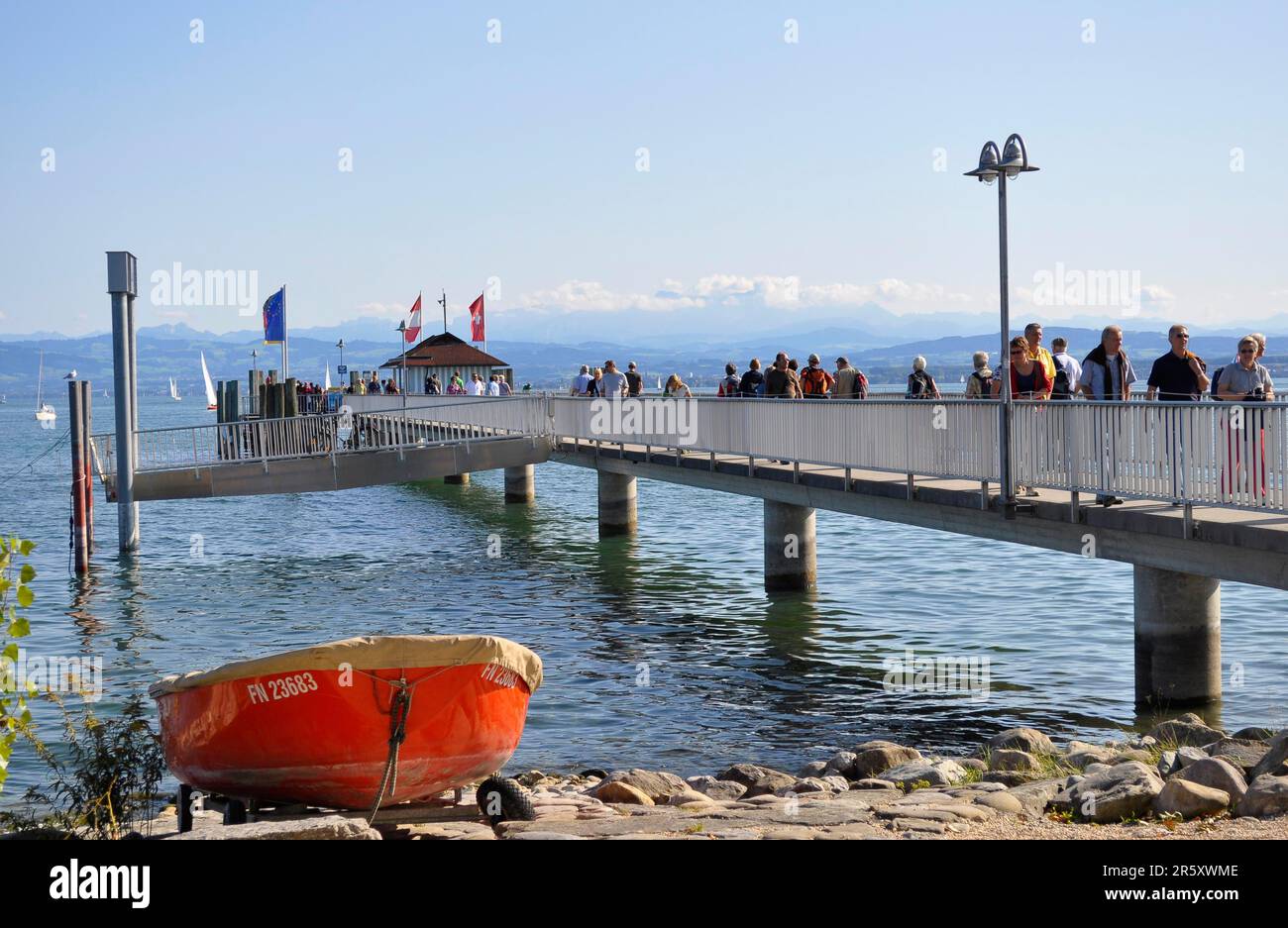 On Lake Constance, Immenstaad, jetty for ships Stock Photo - Alamy