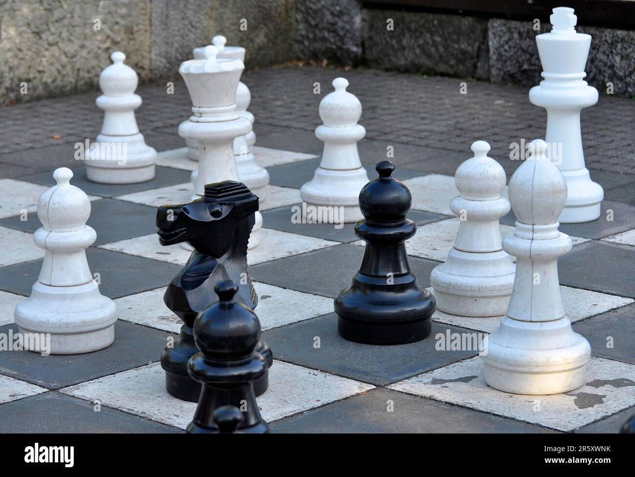 On Lake Constance, street chess, in the park in Immenstaad, large chess ...