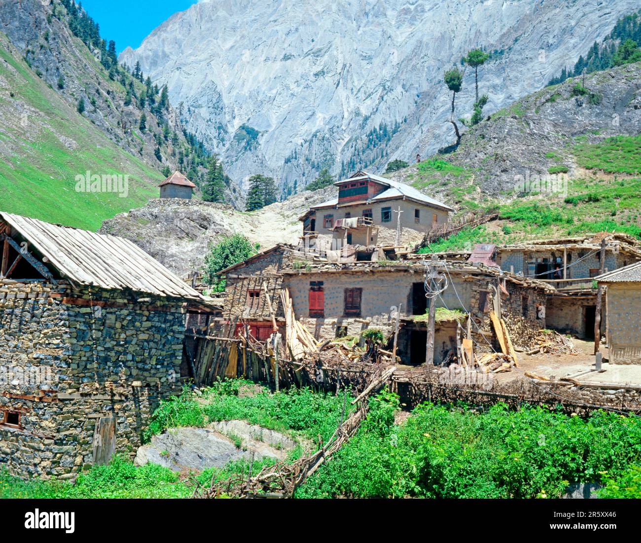 Village in Kashmir Valley, near Zojila Pass, Kashmir, Kashmir Valley, Kashmir, India Stock Photo ...