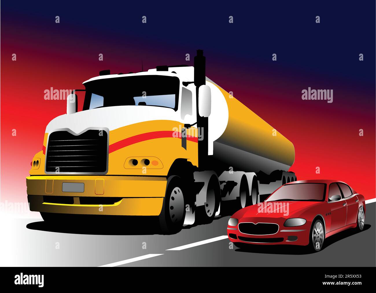 Sunrise on road car Stock Vector Images - Alamy