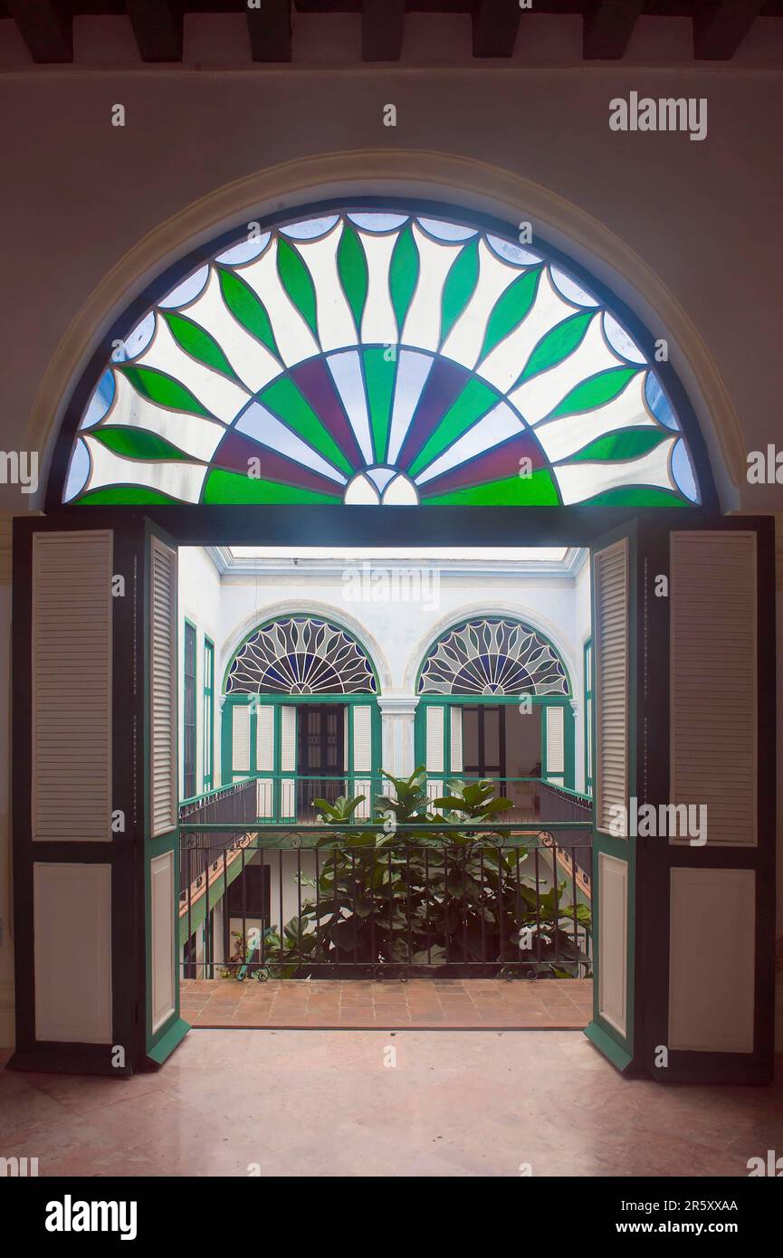 Stained glass window, Casa de los Arabes, Old Havana, Cuba Stock Photo ...