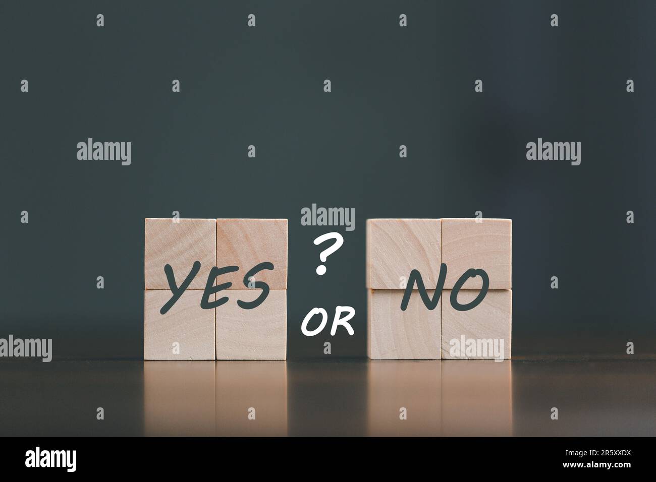 concept of choice yes or no on wooden cubic blocks. Business and ...