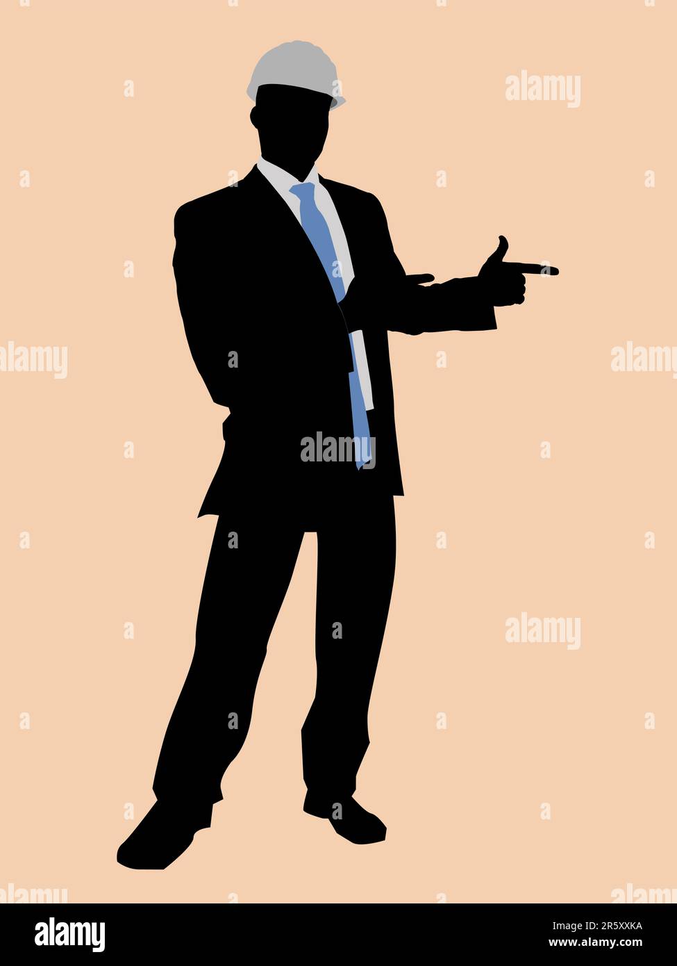 architect with safety-helmet on plain background Stock Vector Image ...