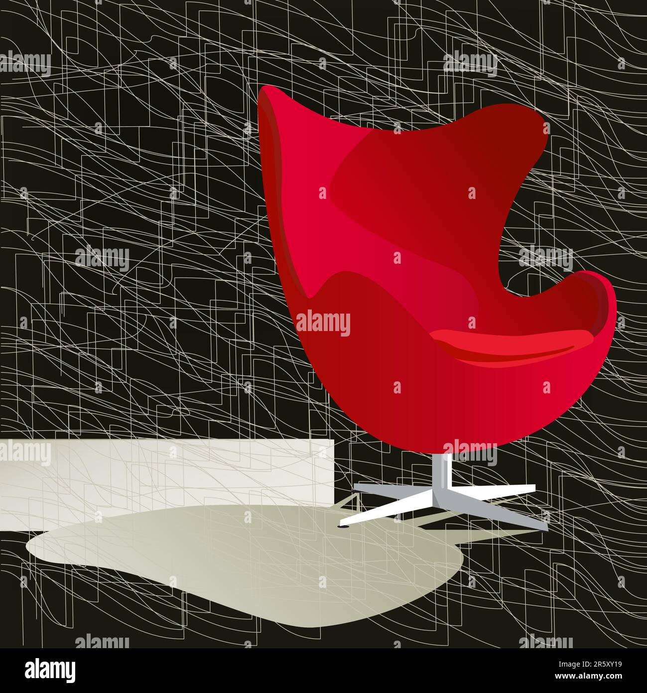 Swanky retro red mid-century modern chair with a subtle modern ...