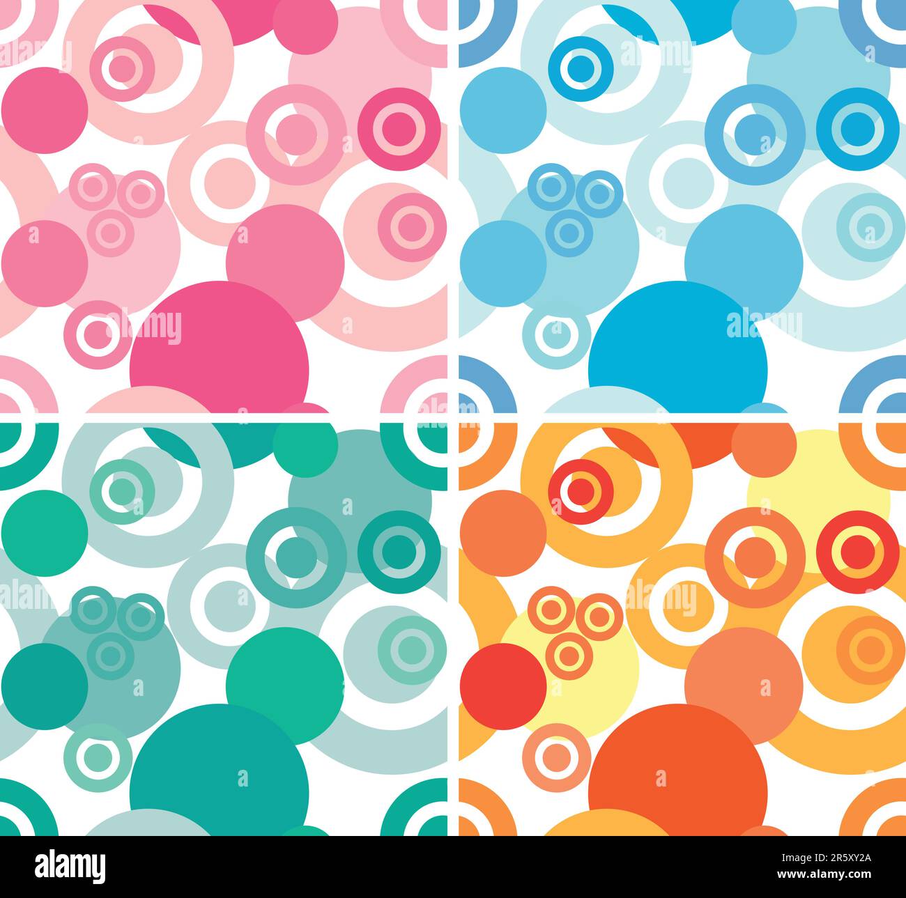 Vector illustration of a seamless retro wallpaper in four different ...