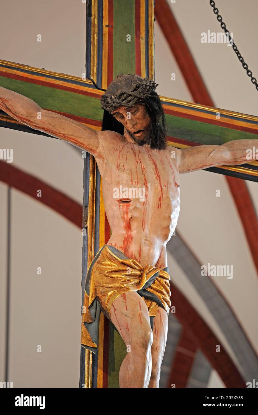 Triumphal cross with Jesus figure, church, crucifix, Nikolaikirche ...