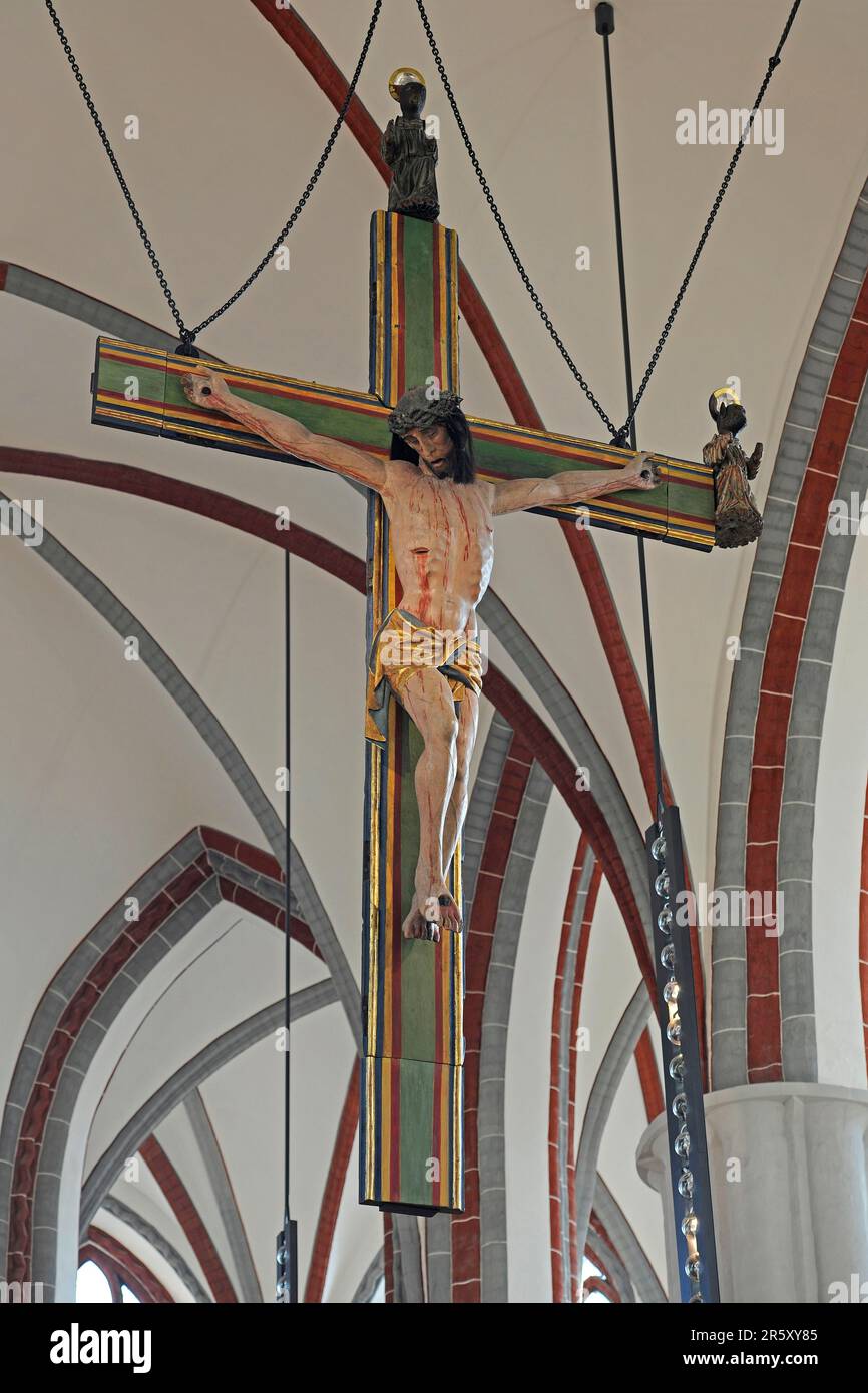 Triumphal cross with Jesus figure, church, crucifix, Nikolaikirche ...