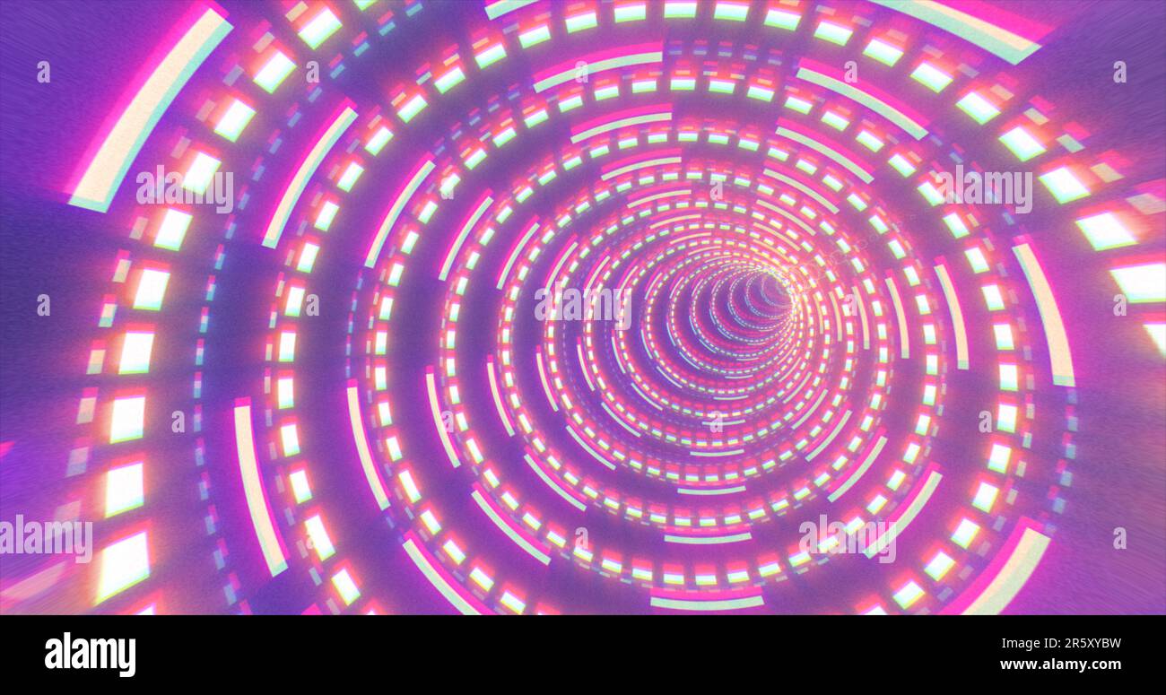 Abstract futuristic purple hi-tech tunnel from energy circles and magic ...