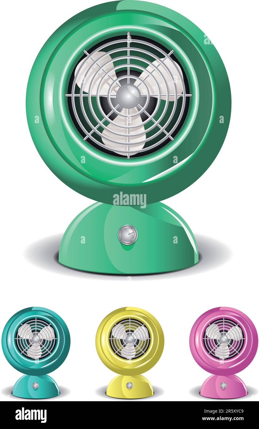 Round Retro Fan Illustration (Global Swatches Included Stock Vector ...