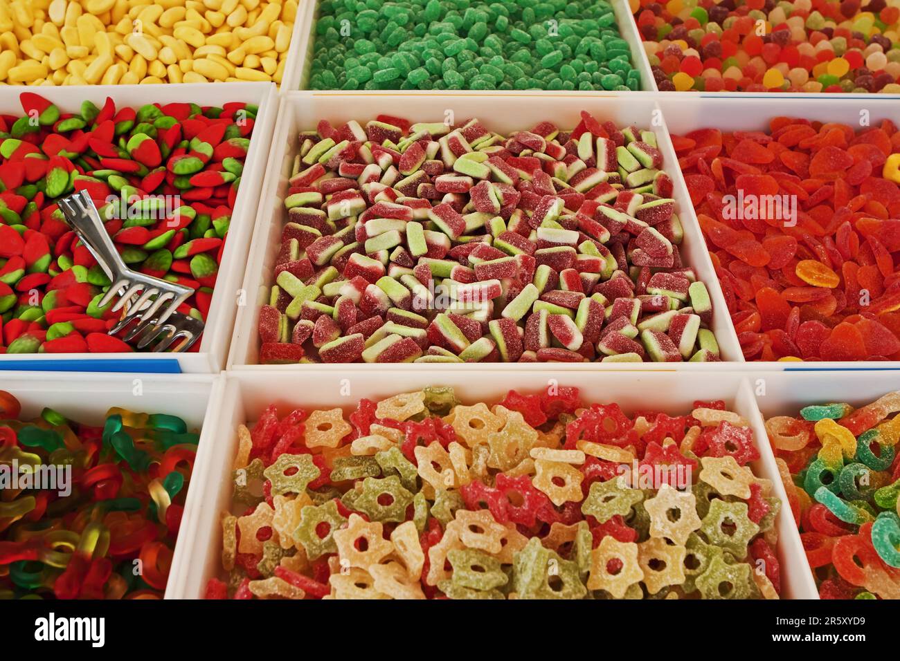Market stall with wine gums, Cannobio, Province of Verbano-Cusio-Ossola ...