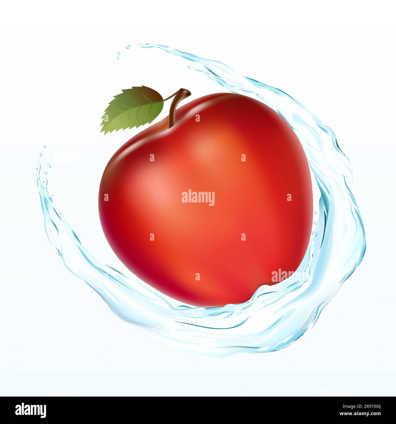 A red apple with a water wave on a white background Stock Vector Image ...