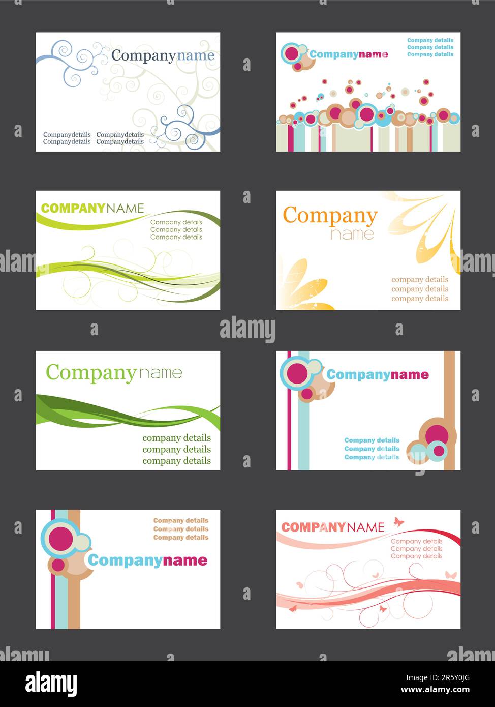 Set of eight business cards Stock Vector Image & Art - Alamy