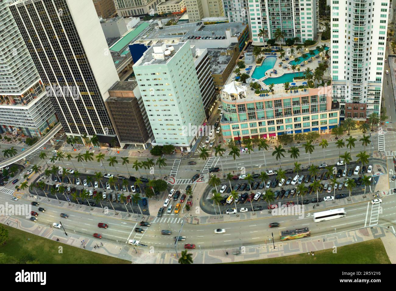 Urban landscape of downtown district of Miami Brickell in Florida, USA ...
