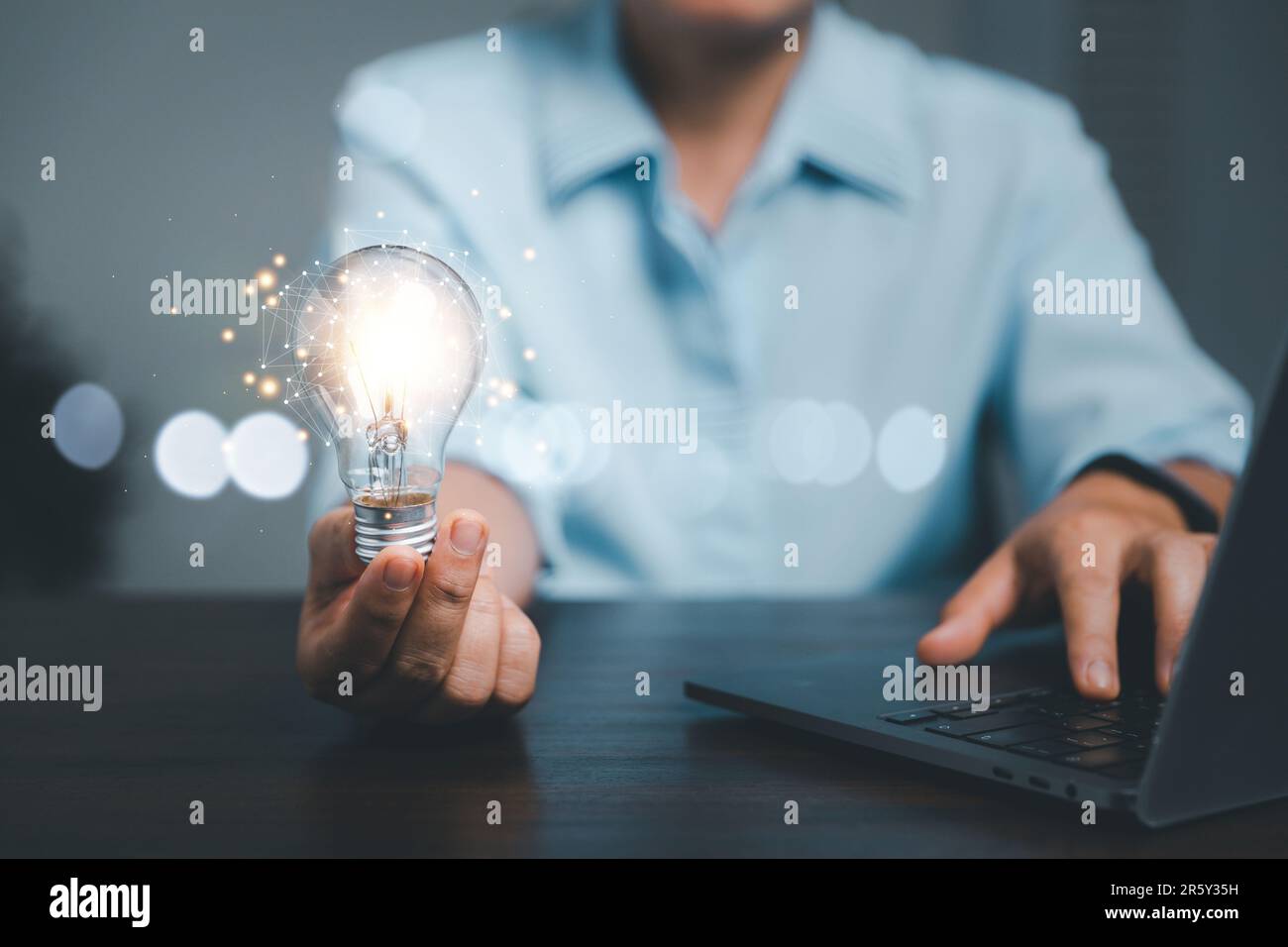 Hands holding light bulb for Concept new idea concept. Innovation and ...
