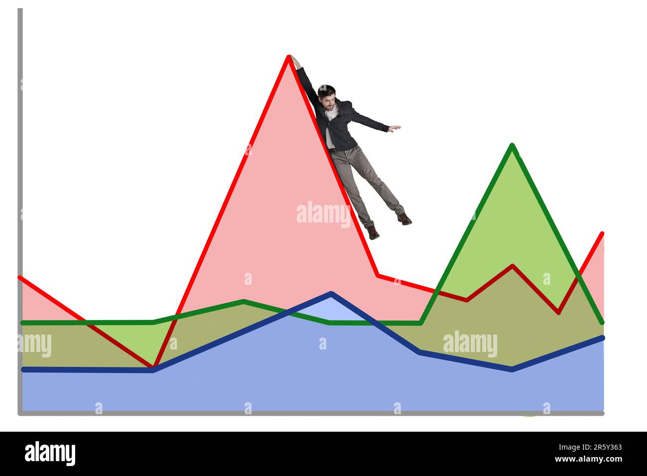You never know how long youll be at the top. a businessman falling off ...