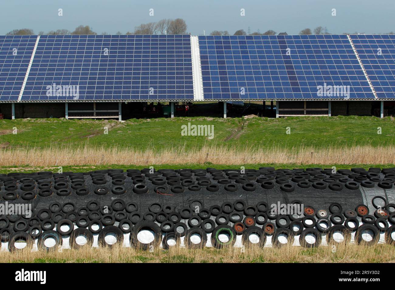 Solar system on farm, on roof, farm, Schleswig-Holstein, Germany, solar ...