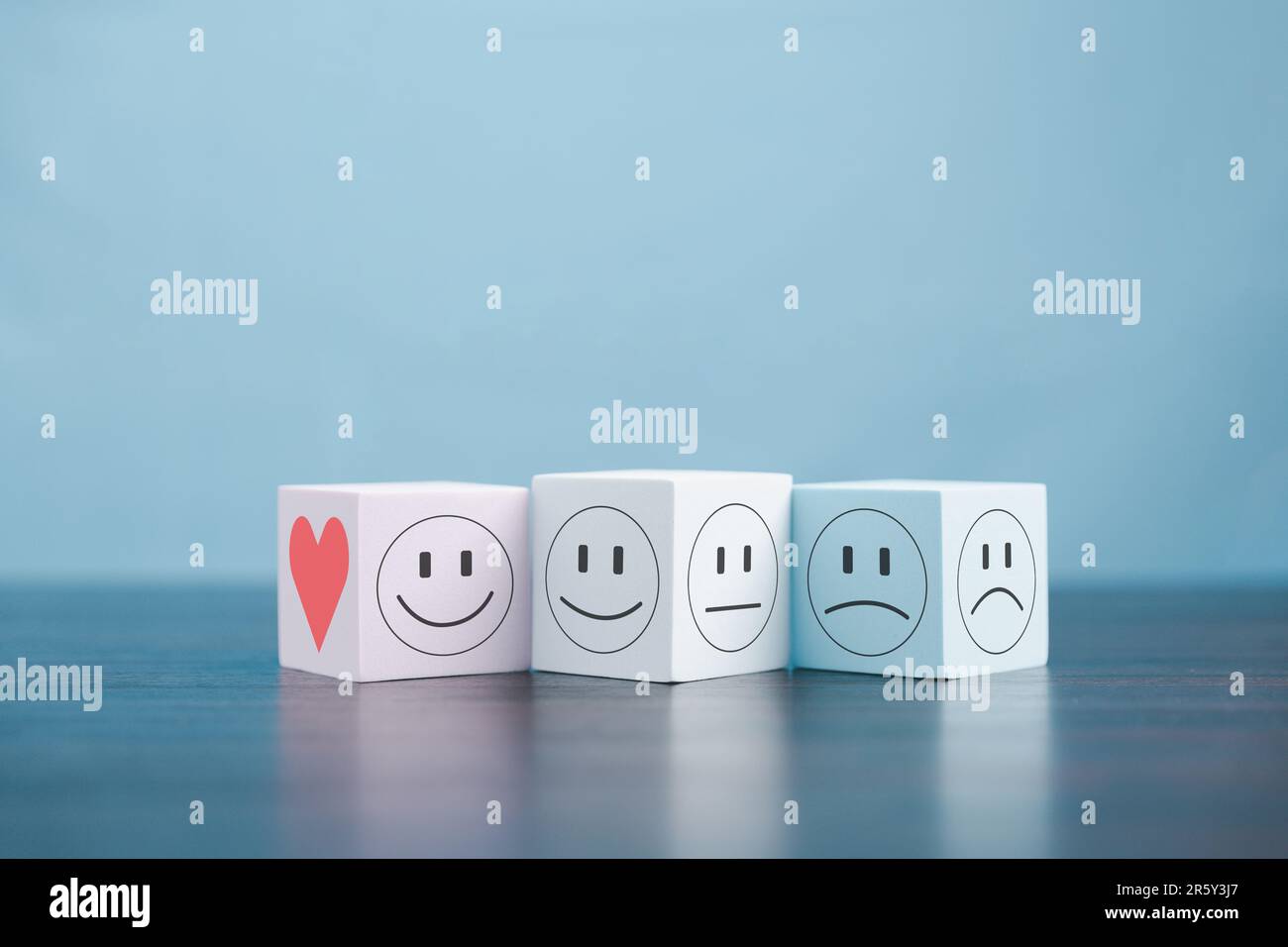 Happy face smile face icon on cube object. Customer experience and ...