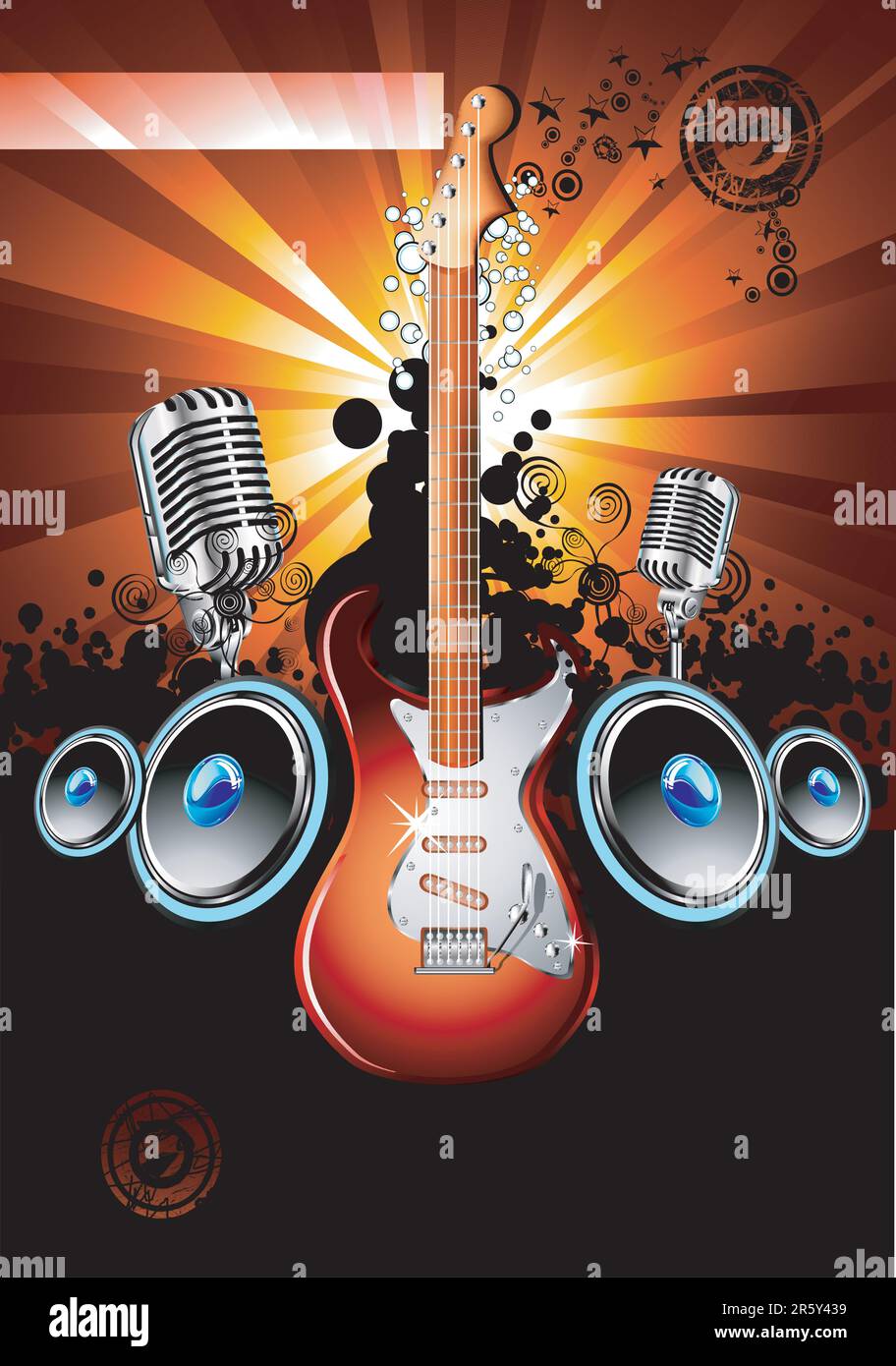Music Event Background with a colorful Electric Guitar Stock Vector ...
