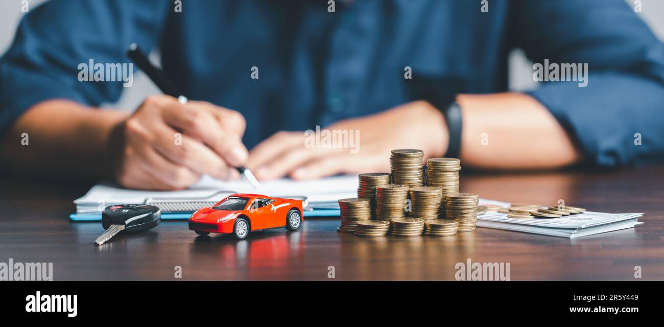 Businesswoman signing contract document. Rental contract, insurance ...