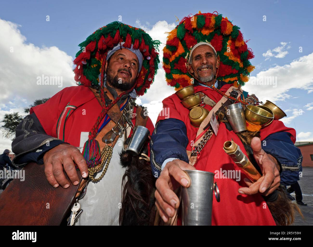 Morocco, water seller on the Place Djemaa El Fna in Marrakech Stock ...