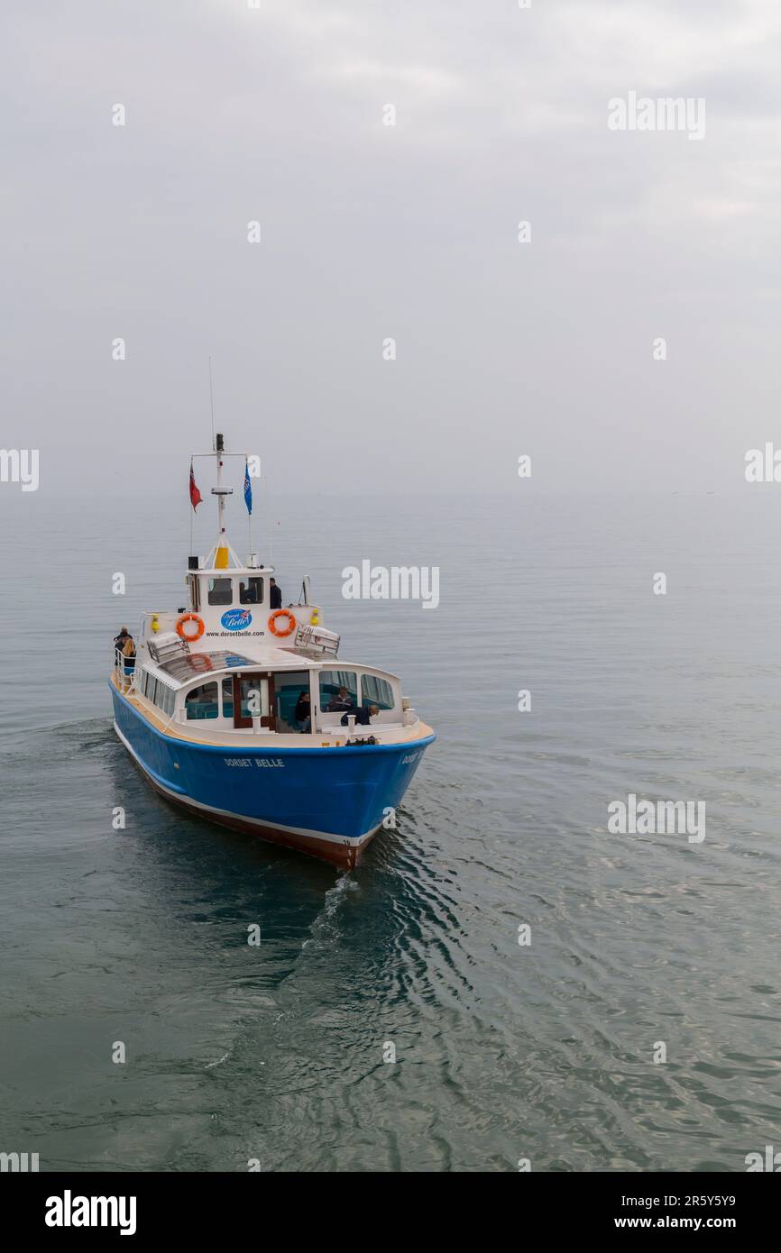 The horizon is barely visible as the Dorset Belle pleasure boat sets ...