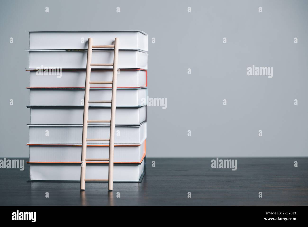 A studying climbing up to the book stack. A concept of education ...