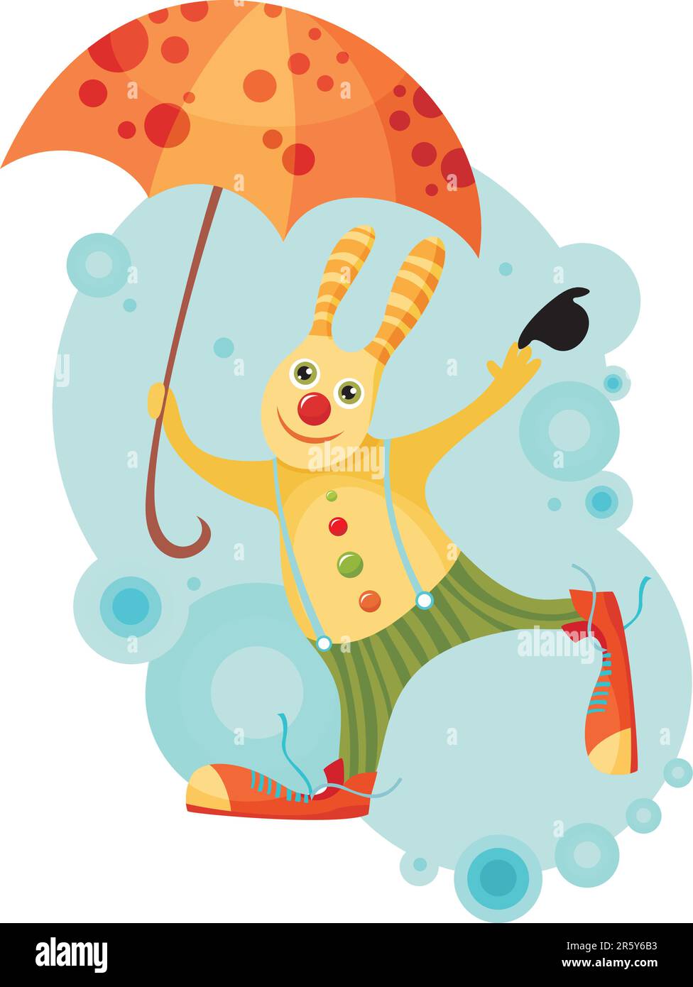 vector illustration of a funny rabbit with umbrella Stock Vector Image ...