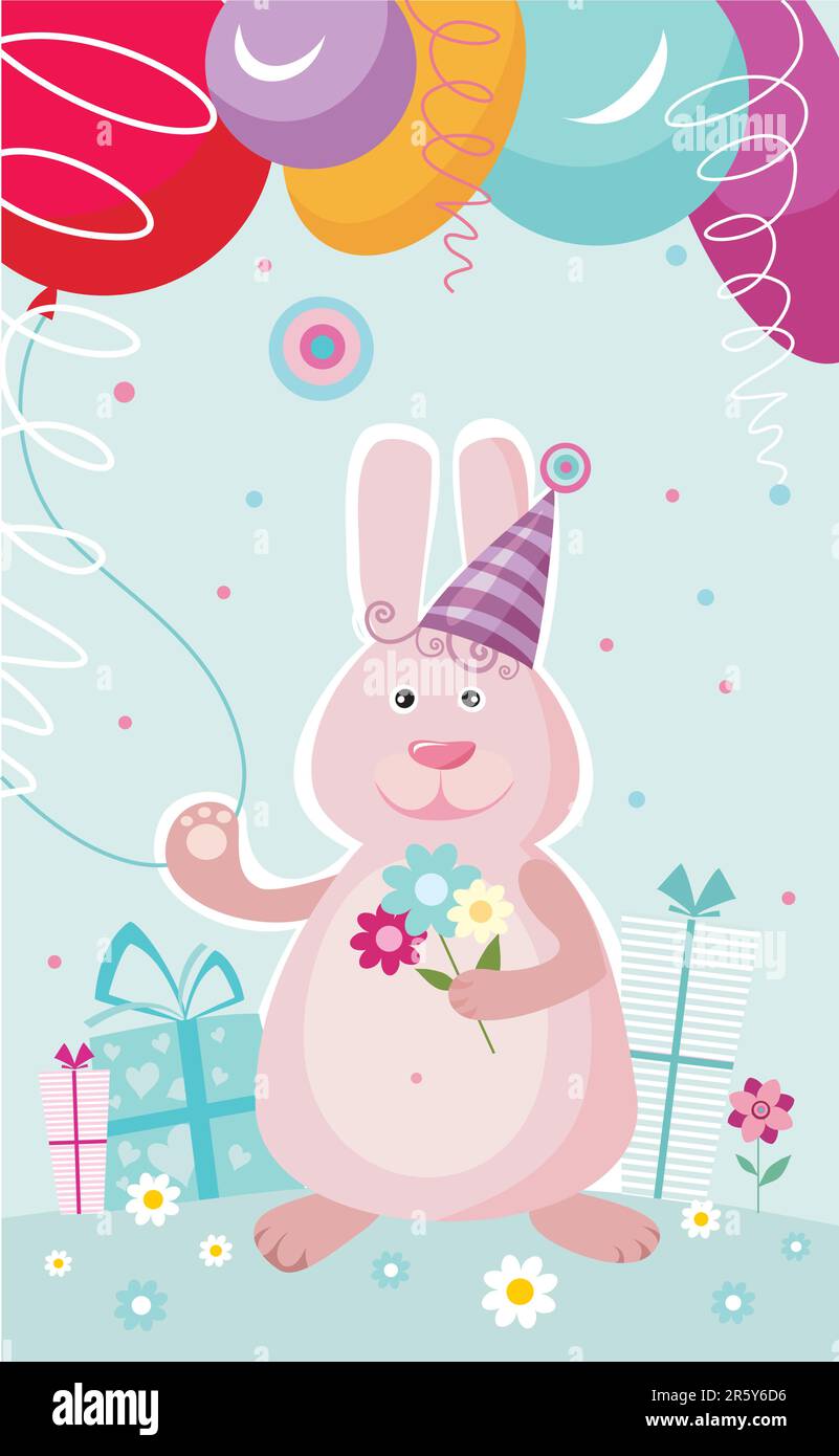 vector illustration of a birthday postcard Stock Vector Image & Art - Alamy