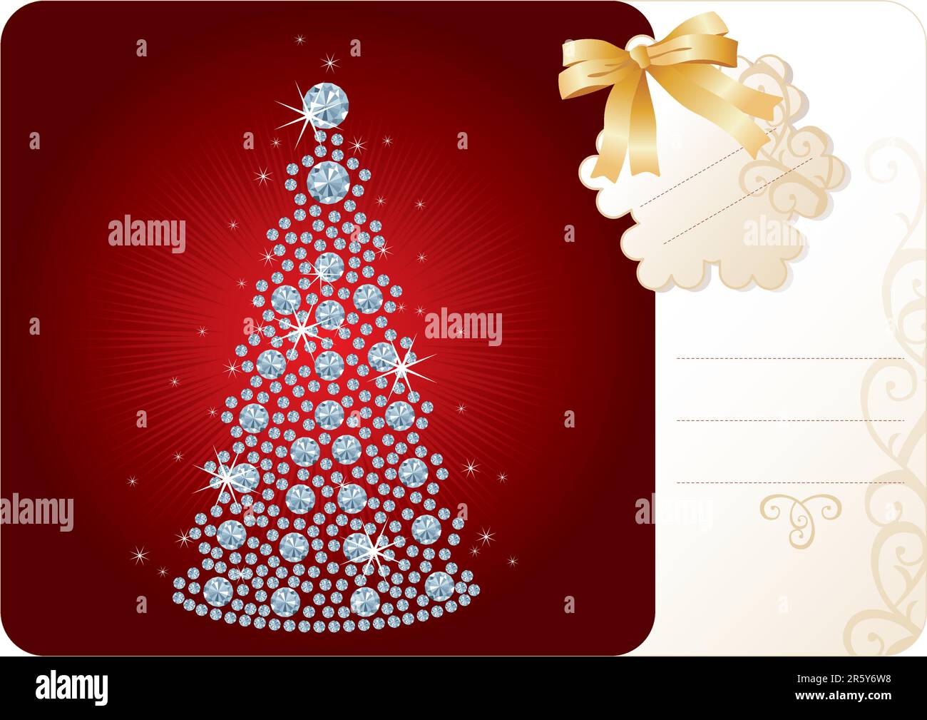 Diamond Christmas Tree / Holiday background with tag and copy space for ...