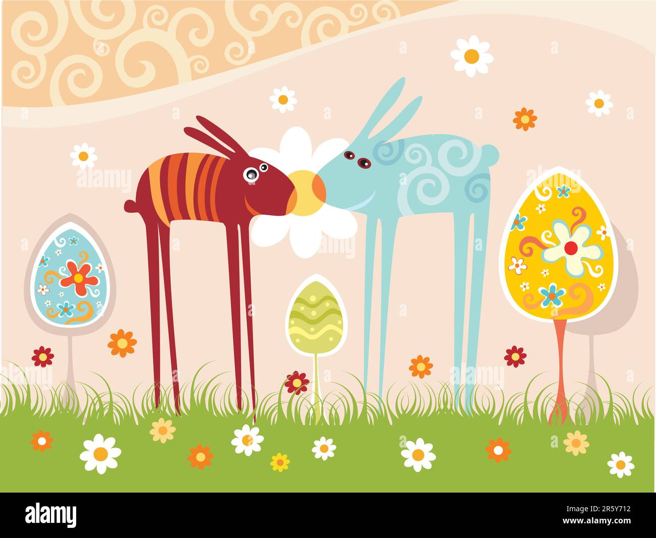 vector illustartion with a two cute rabbits Stock Vector Image & Art ...
