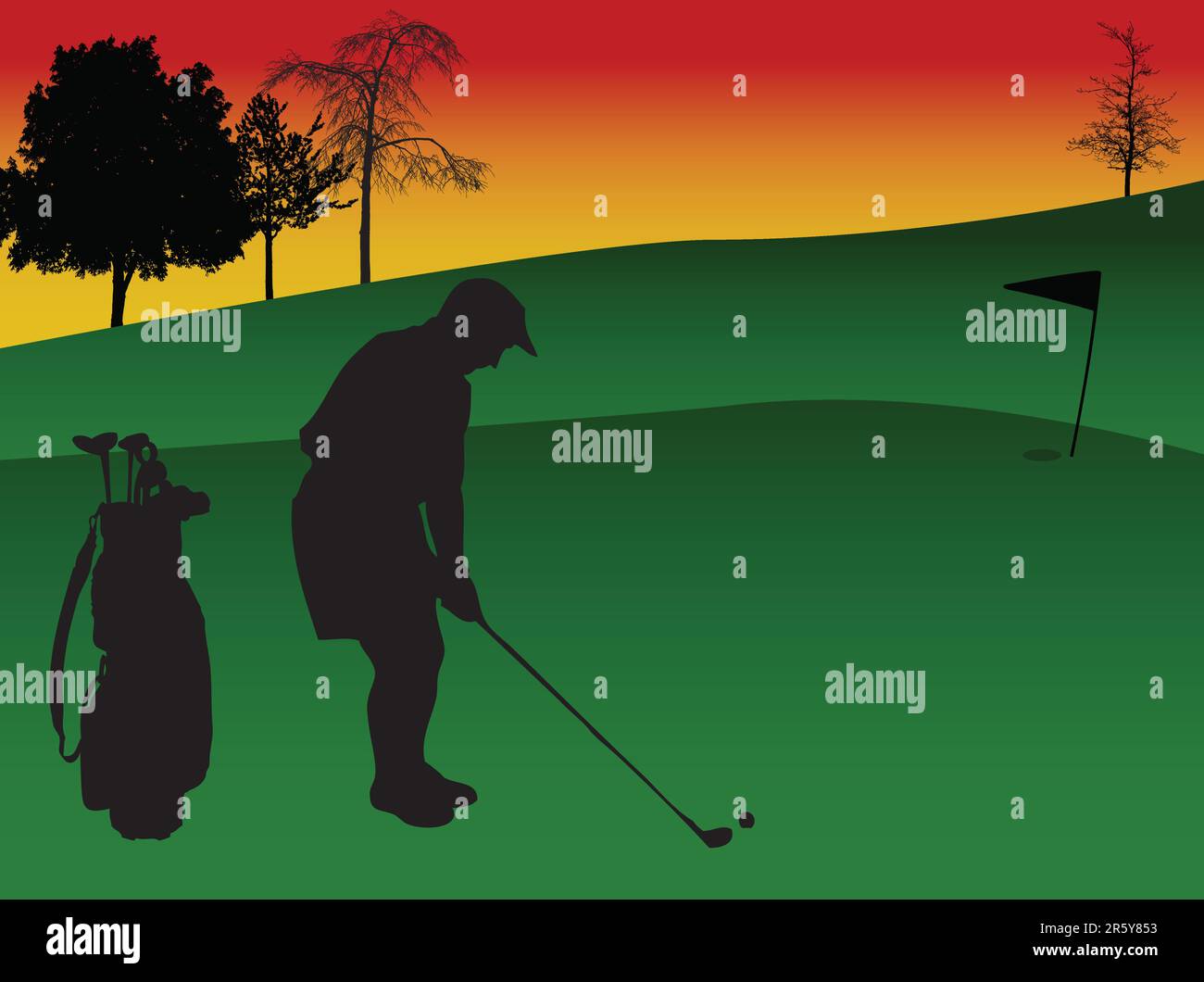 Golfer in silhouette Stock Vector Images - Alamy
